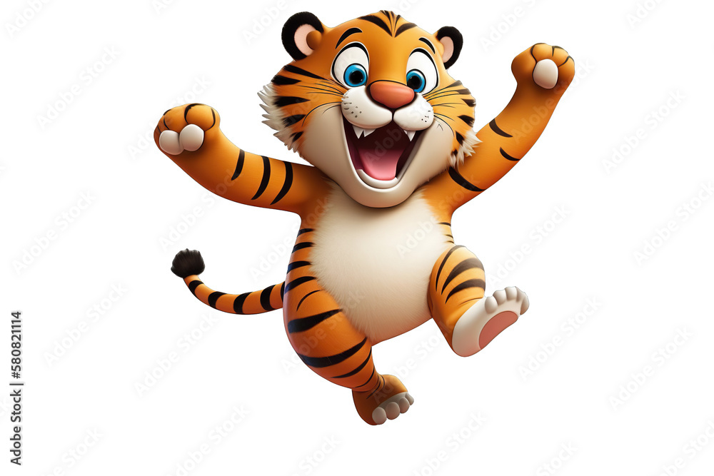 tiger cartoon isolated on transparent background Stock Illustration ...
