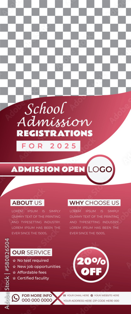 School Admission Registration Roll Up Banner Post Design Template for ...
