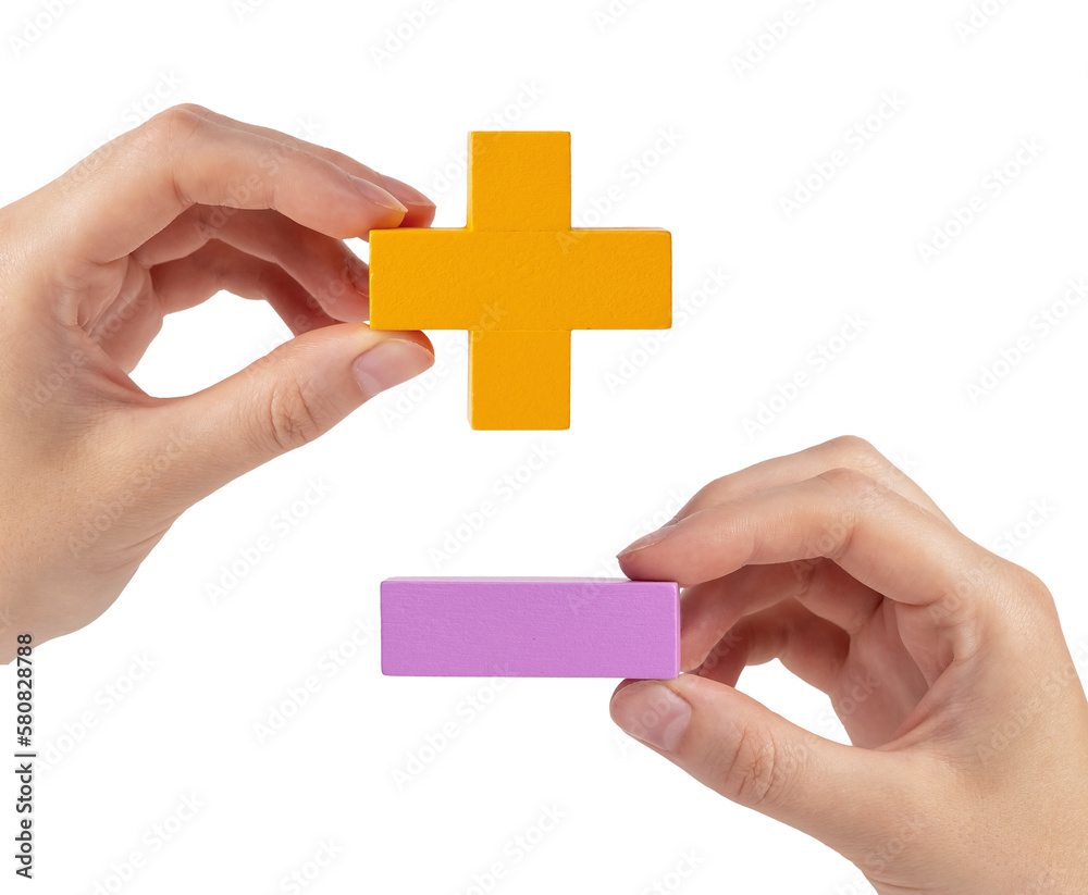 Plus vs minus concept. Positive and negative, good and bad Stock Photo ...