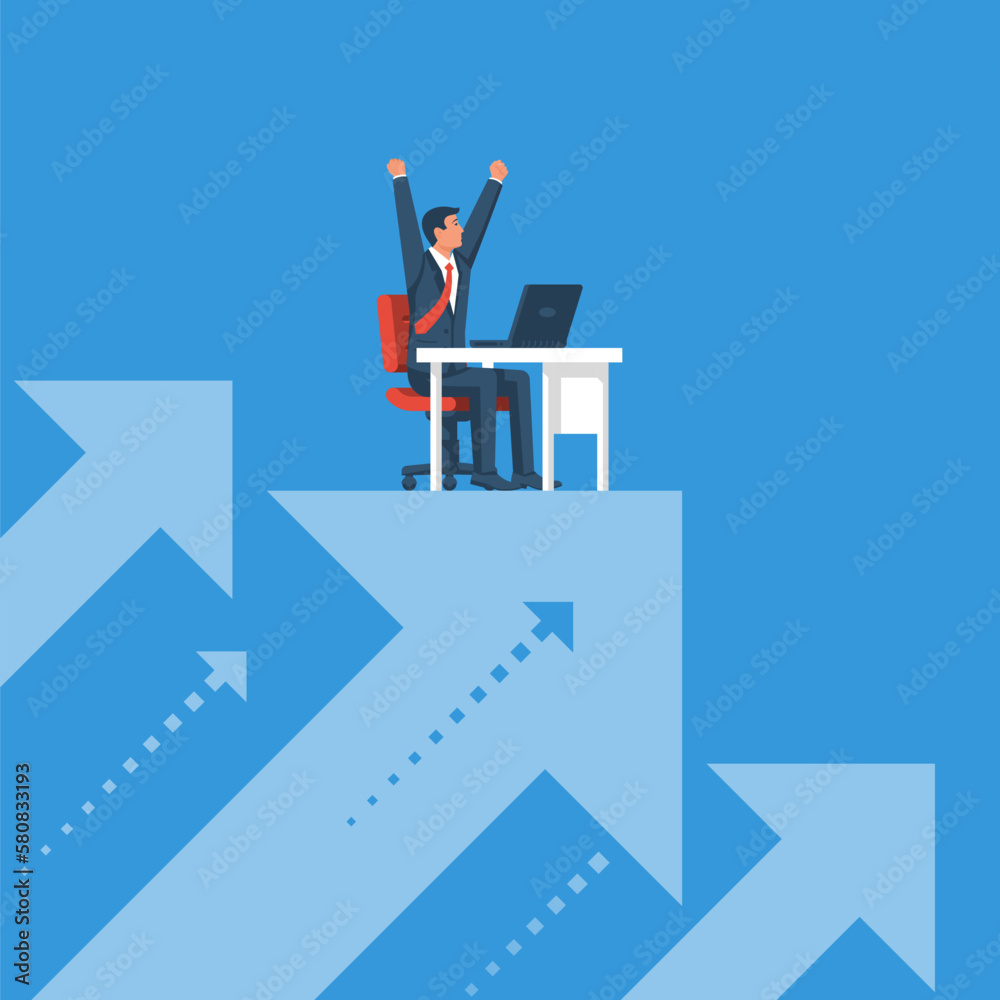 Achieving success at work. Hard work leads to career growth. Business ...