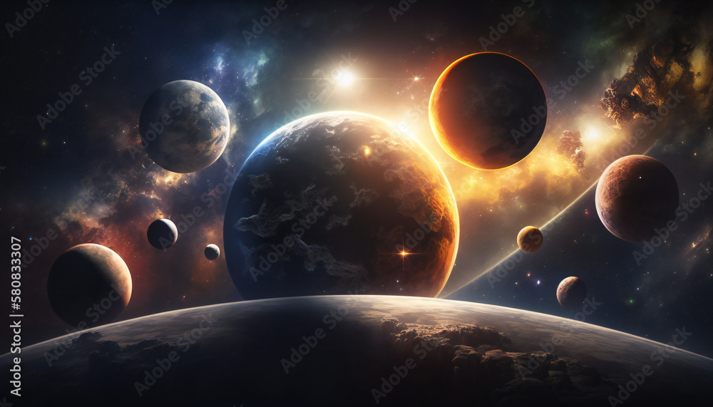 Solar system in space - Space wallpaper - Generative AI Stock ...