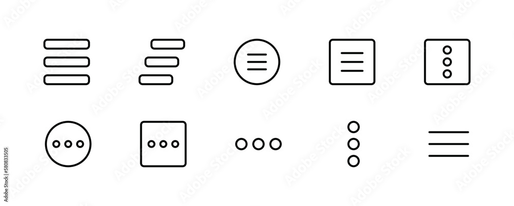Mobile App And Hamburger Web Menu Icons Vector Buttons For Website Ui