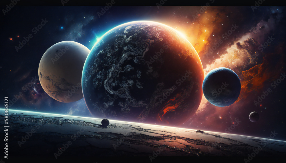 Solar system in space - Space wallpaper - Generative AI Stock ...
