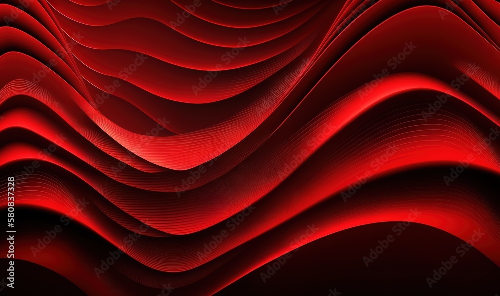 an abstract red background with wavy lines and curves in the middle of ...
