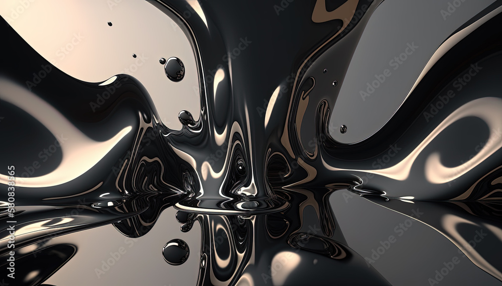 Fluid chrome molten metal background by generative AI Stock ...
