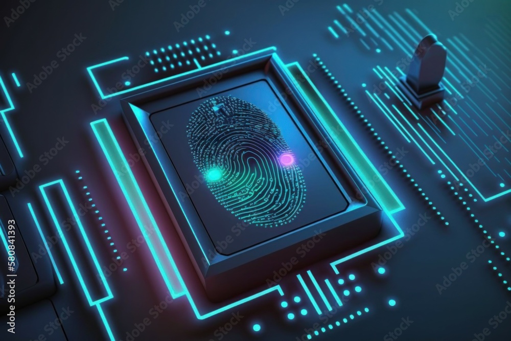 Digital biometri, security identify by fingerprint concept. Scanning ...