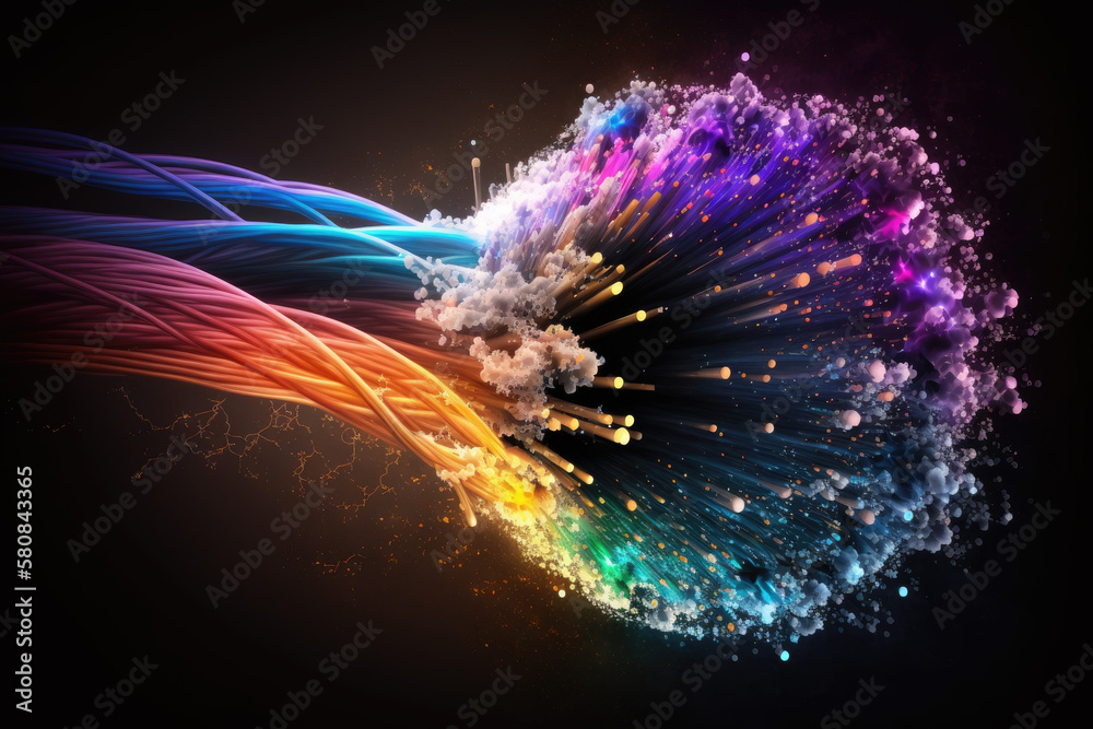 broadband internet concept. colorful fiber optic cable isolated on ...