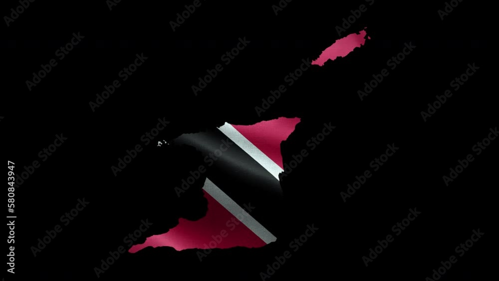 4K waving national flag of Trinidad and Tobago on the map. Loop alpha ...