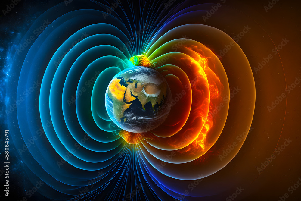 Earth's magnetic field Magnetosphere, lines of magnetic induction in ...