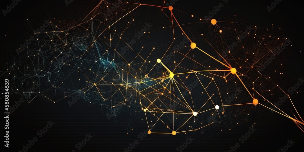 An abstract design of interconnected dots and lines representing a ...