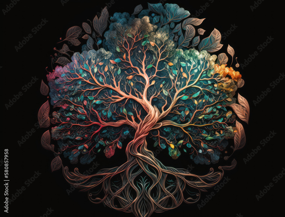 Yggdrasil world tree concept created with Generative AI technology ...