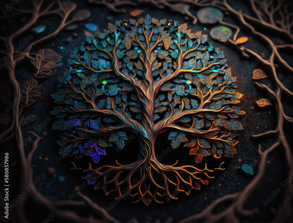 Yggdrasil world tree concept created with Generative AI technology ...