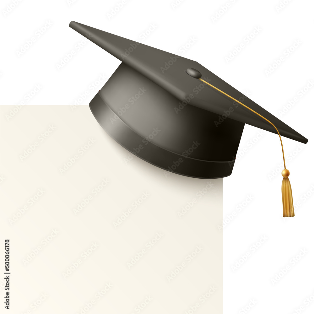 Vector 3d Realistic Black Graduate College, High School, University ...
