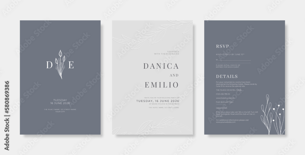 Simple wedding invitation template. Simple and minimalist wedding card ...