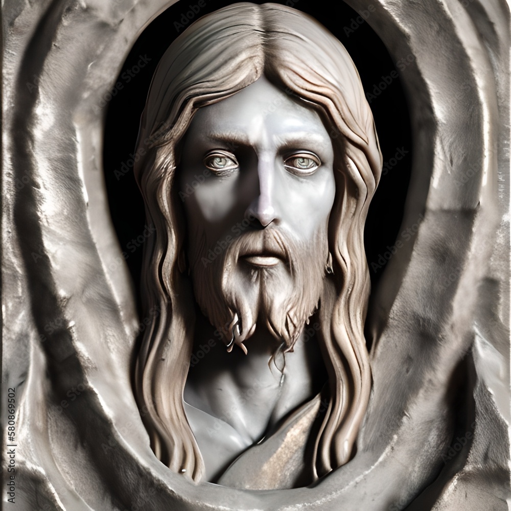 The face of Jesus, a portrait of the wounded and tortured face of ...