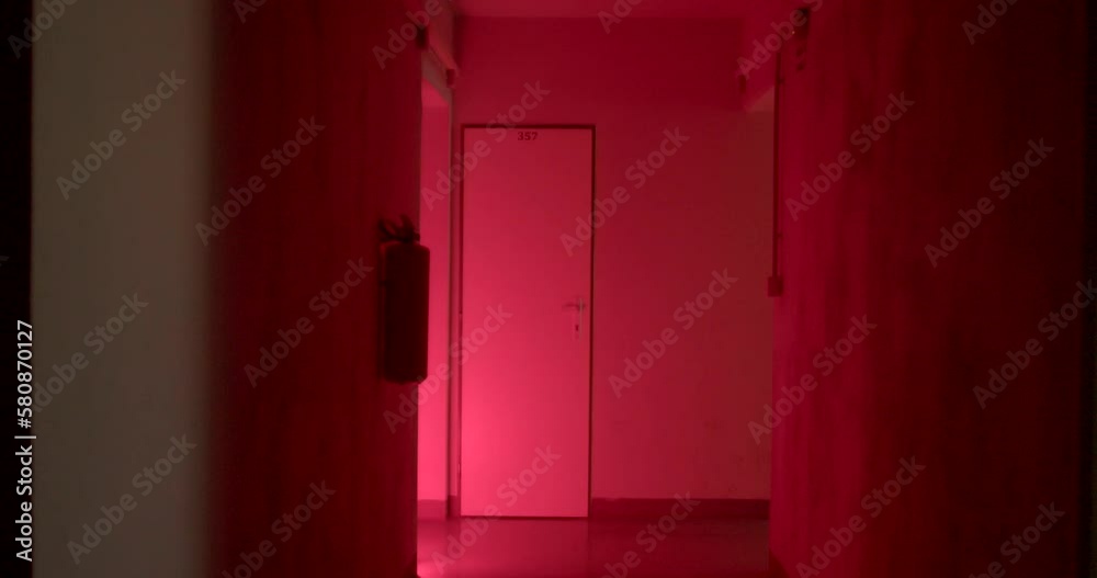 The scene of the crime in the corridors of the basement. Locked door ...