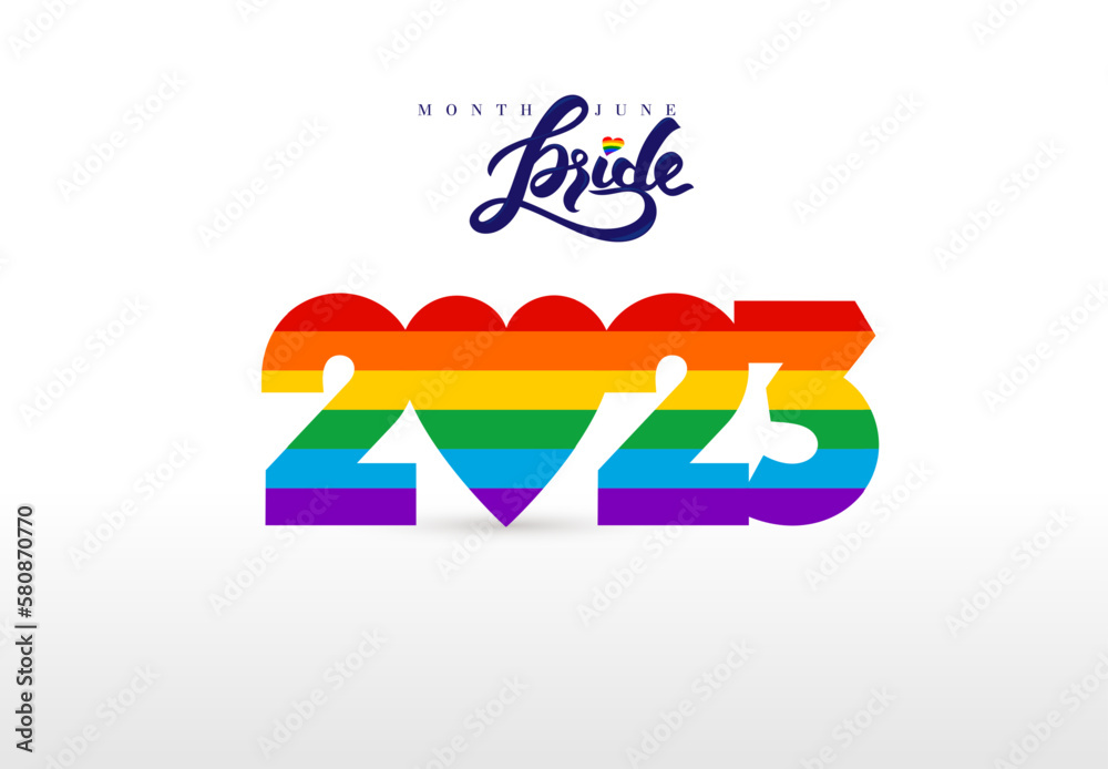 Logo lgbt 2023 pride month with rainbow heart. The pride flag ...
