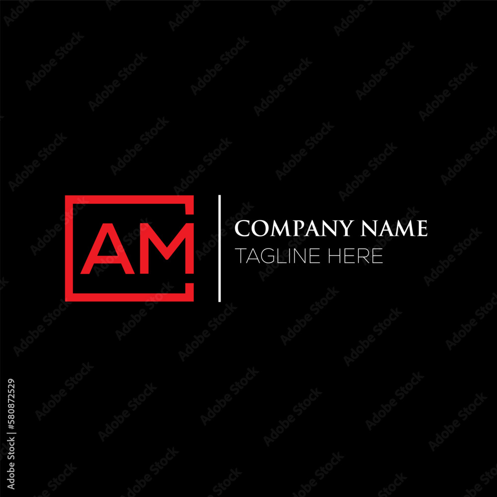 AM letter logo design on black background. AM creative initials letter ...