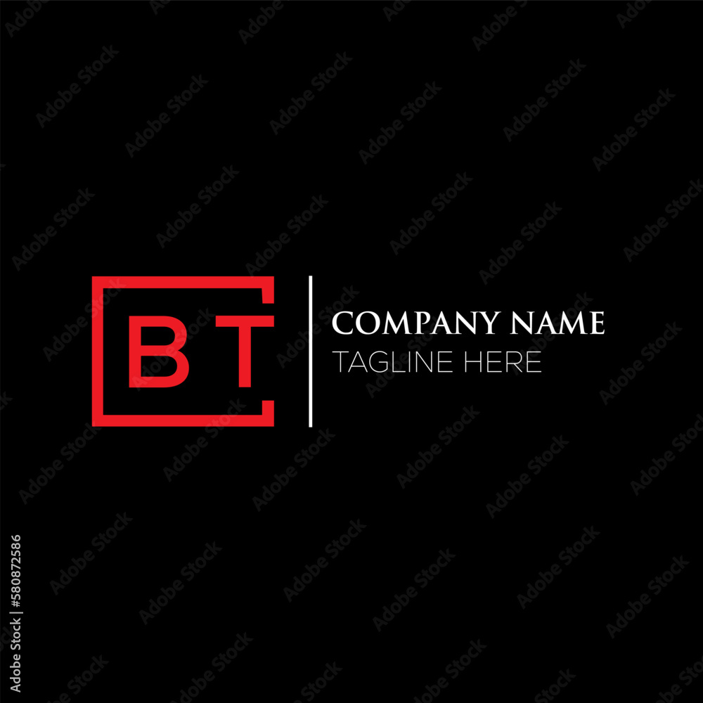 BT letter logo design on black background. BT creative initials letter ...