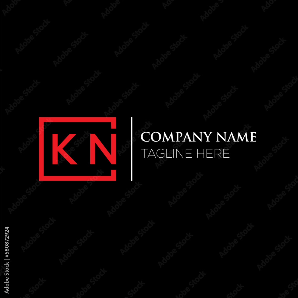 KN letter logo design on black background. KN creative initials letter ...