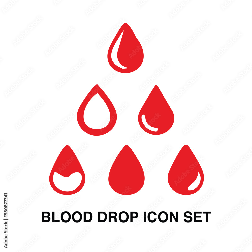 Blood drop icon set isolated on white background for your web and ...