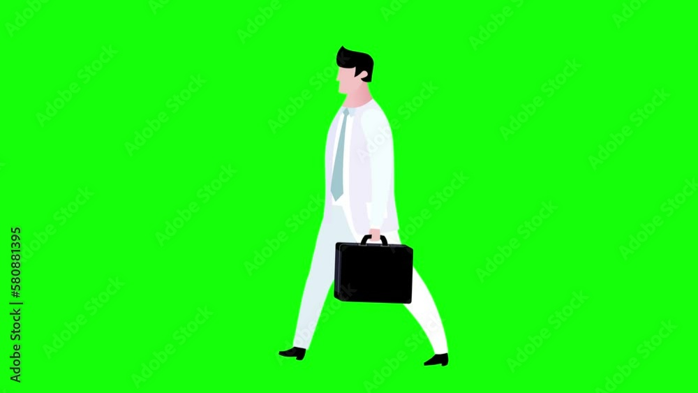 Cartoon businessman white suit character isolated. Walking, stopping ...