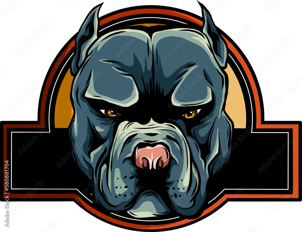 Photo & Art Print Angry Pitbull Dog Cartoon Character vector logo, deanz