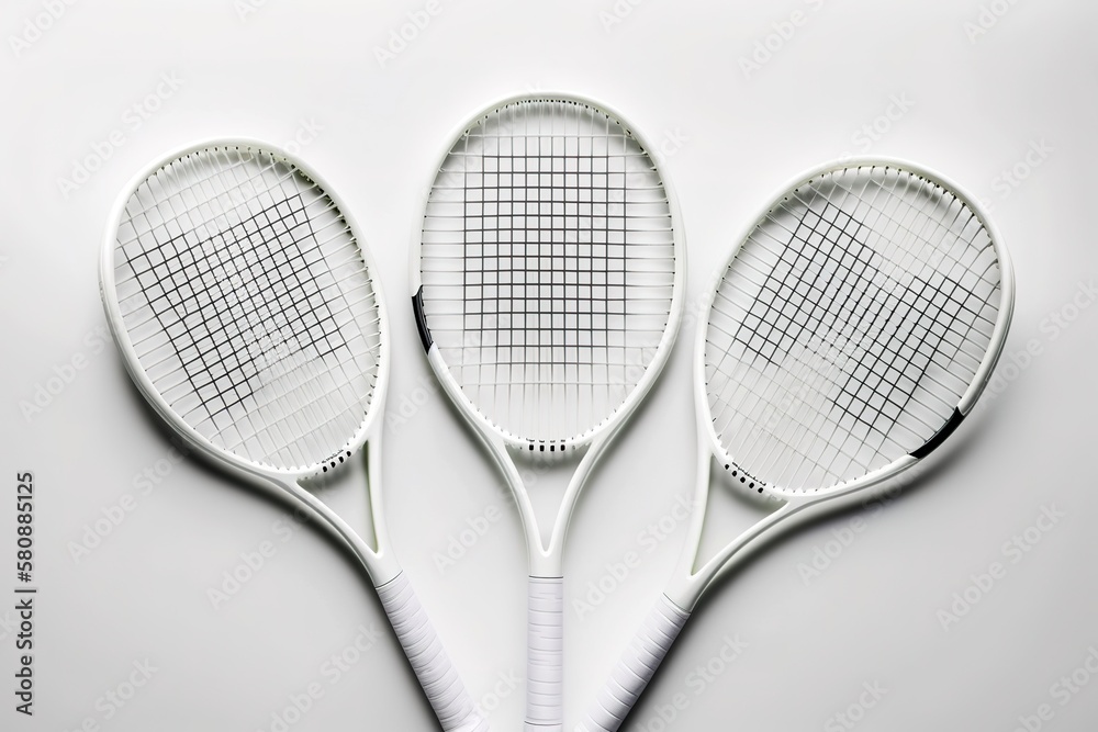 Top view of tennis rackets over white background. Generative AI ...