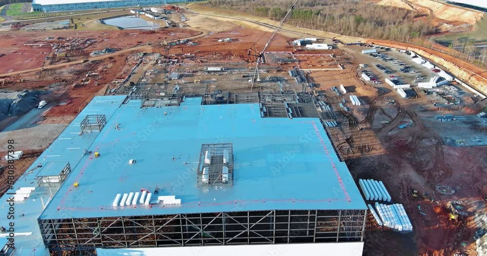 During construction of industrial buildings crawler cranes are used to ...