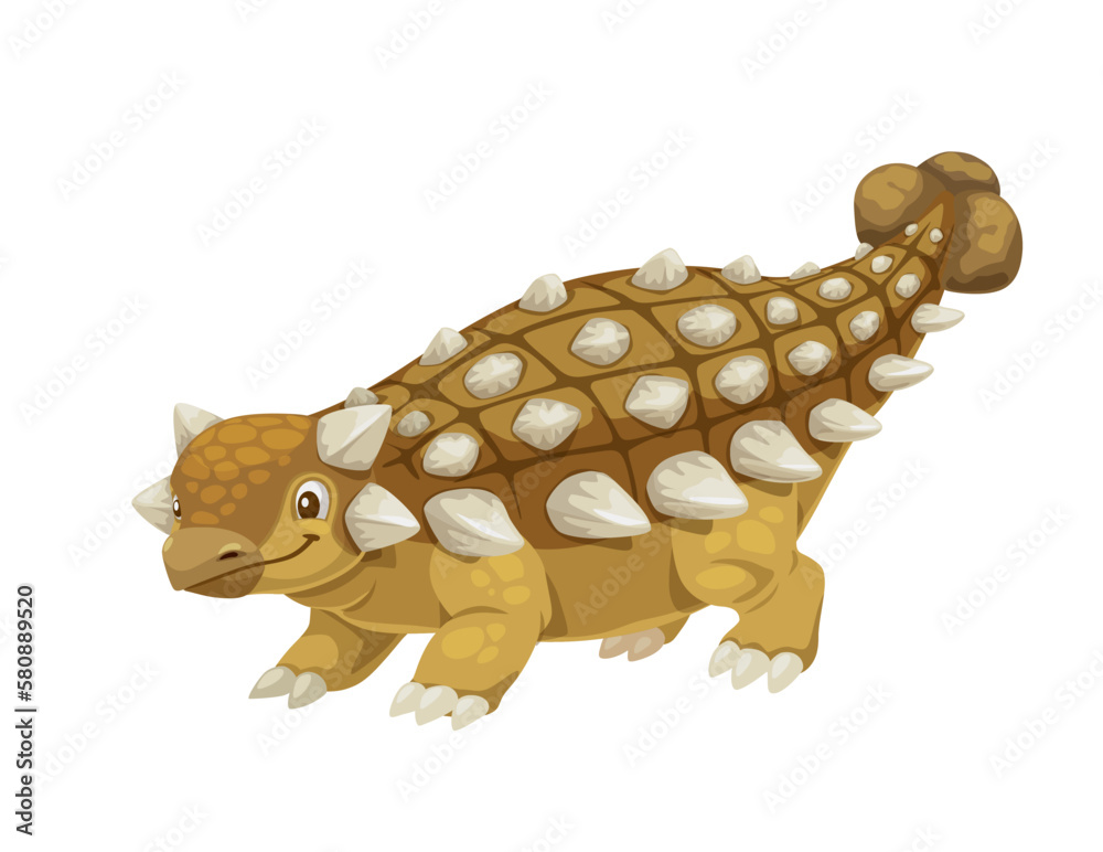 Cartoon Ankylosaurus dinosaur character. Extinct prehistoric reptile ...