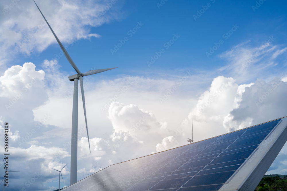 Foto de Solar Panels Panels and Wind Turbines Wind Turbines Windmill ...