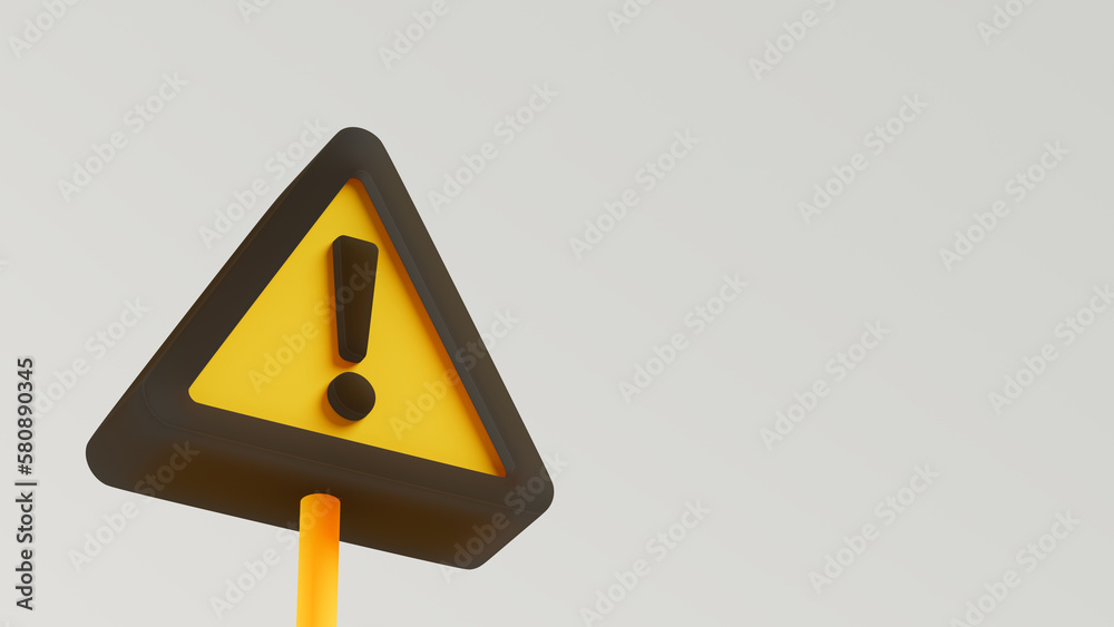 warning sign, isometric view, white background, safety, prevention, 3d ...