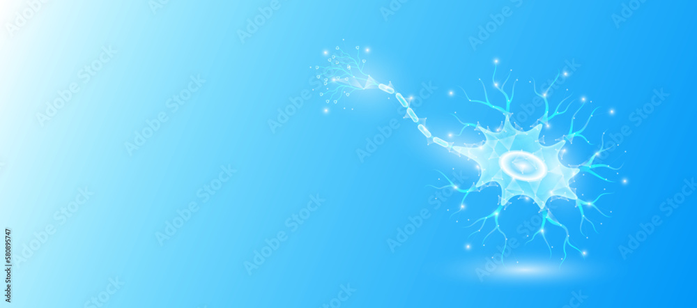 Human nerve form line triangles connecting on blue background ...
