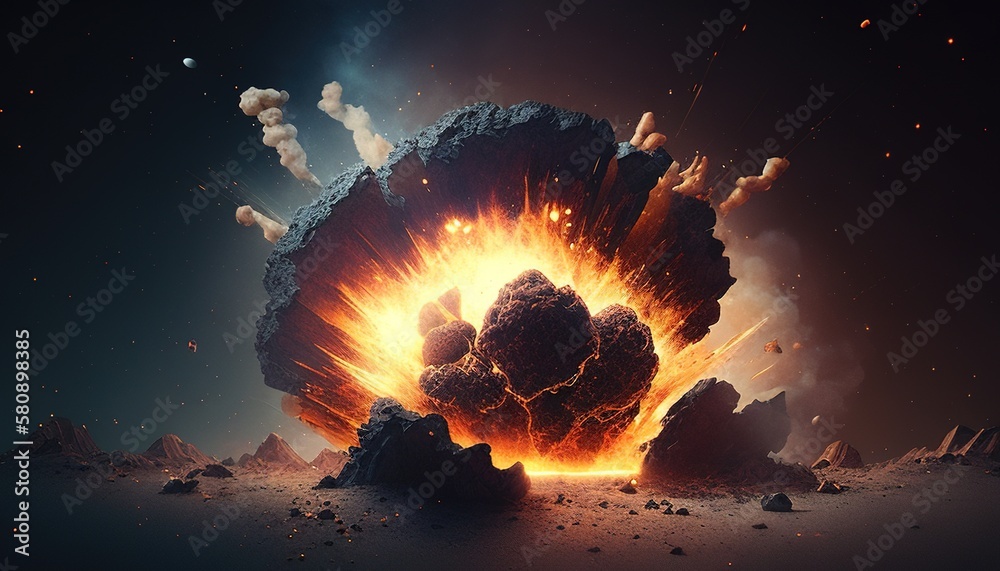 doomsday meteor strike digital art illustration, Generative AI Stock ...