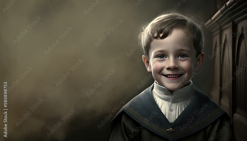 boy in priest illustration by generative AI Stock Illustration | Adobe ...