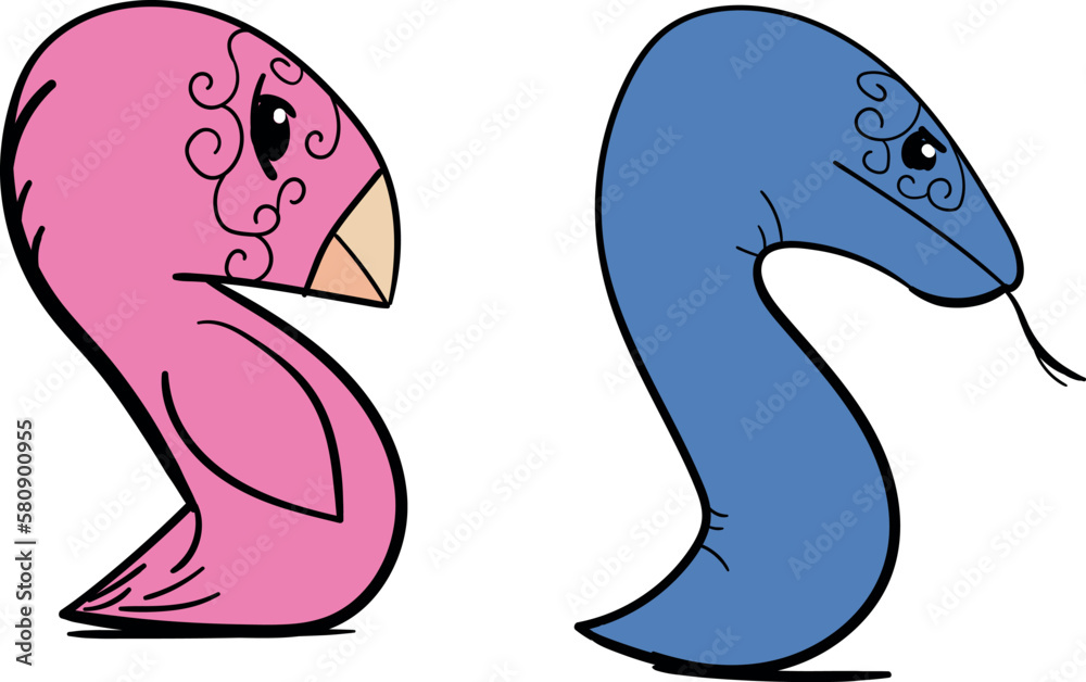 cartoon bird and snake Stock Vector | Adobe Stock
