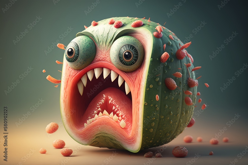 Quirky Watermelon Illustration: Standalone on White with Epic Unreal ...