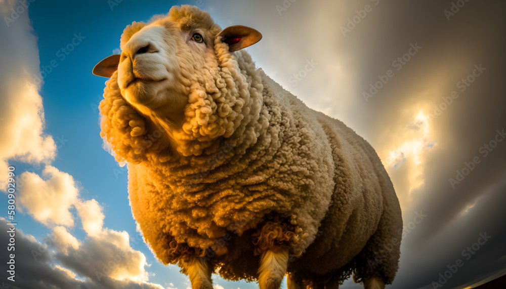 sheep in the sun, sheep in the sun, Sheep side view, golden hour nature ...