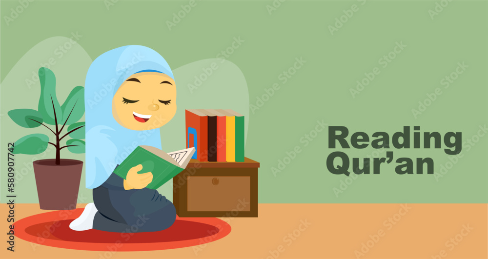 Muslim people reading and learning the quran islamic holy book design ...