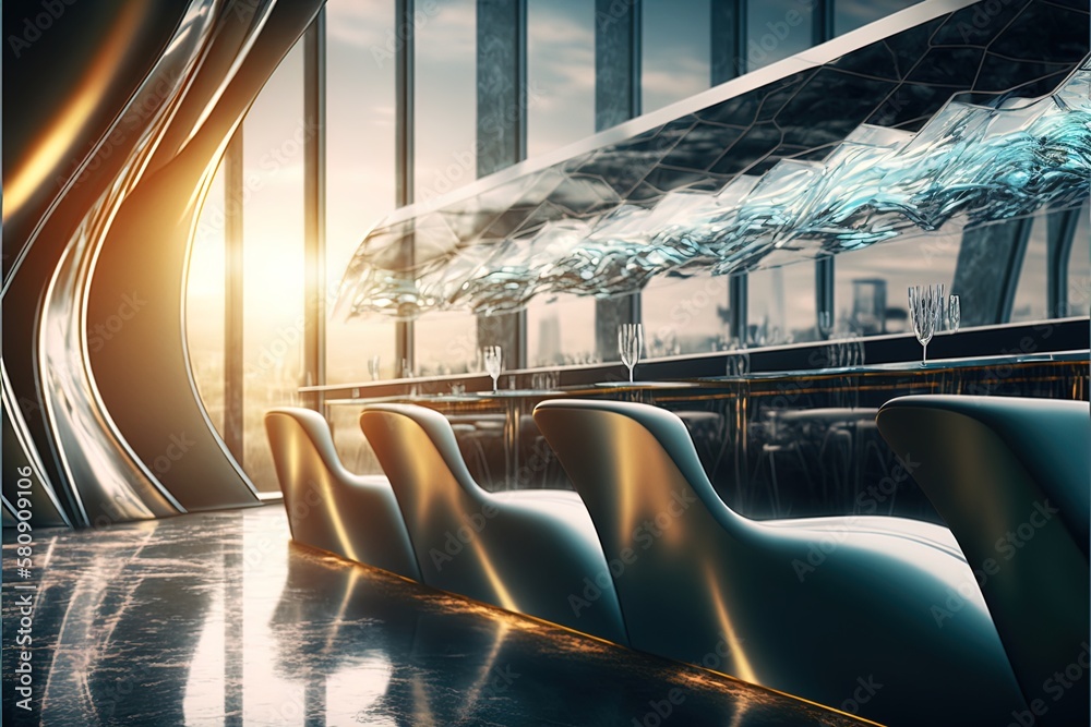 Modern futuristic bar interior design in 8K created with generative ai ...