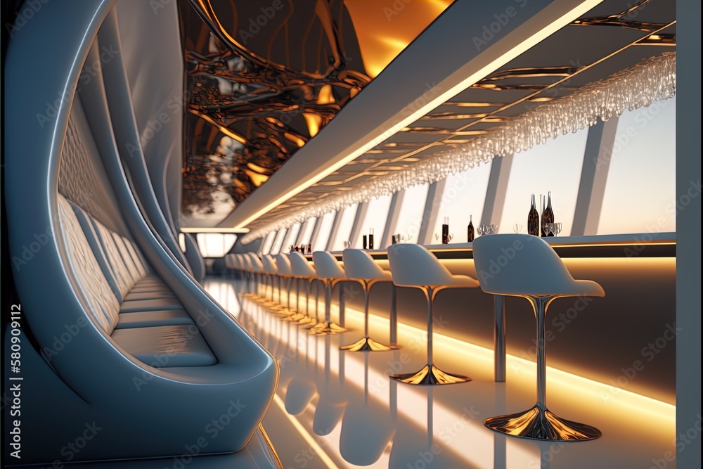 Modern futuristic bar interior design in 8K created with generative ai ...