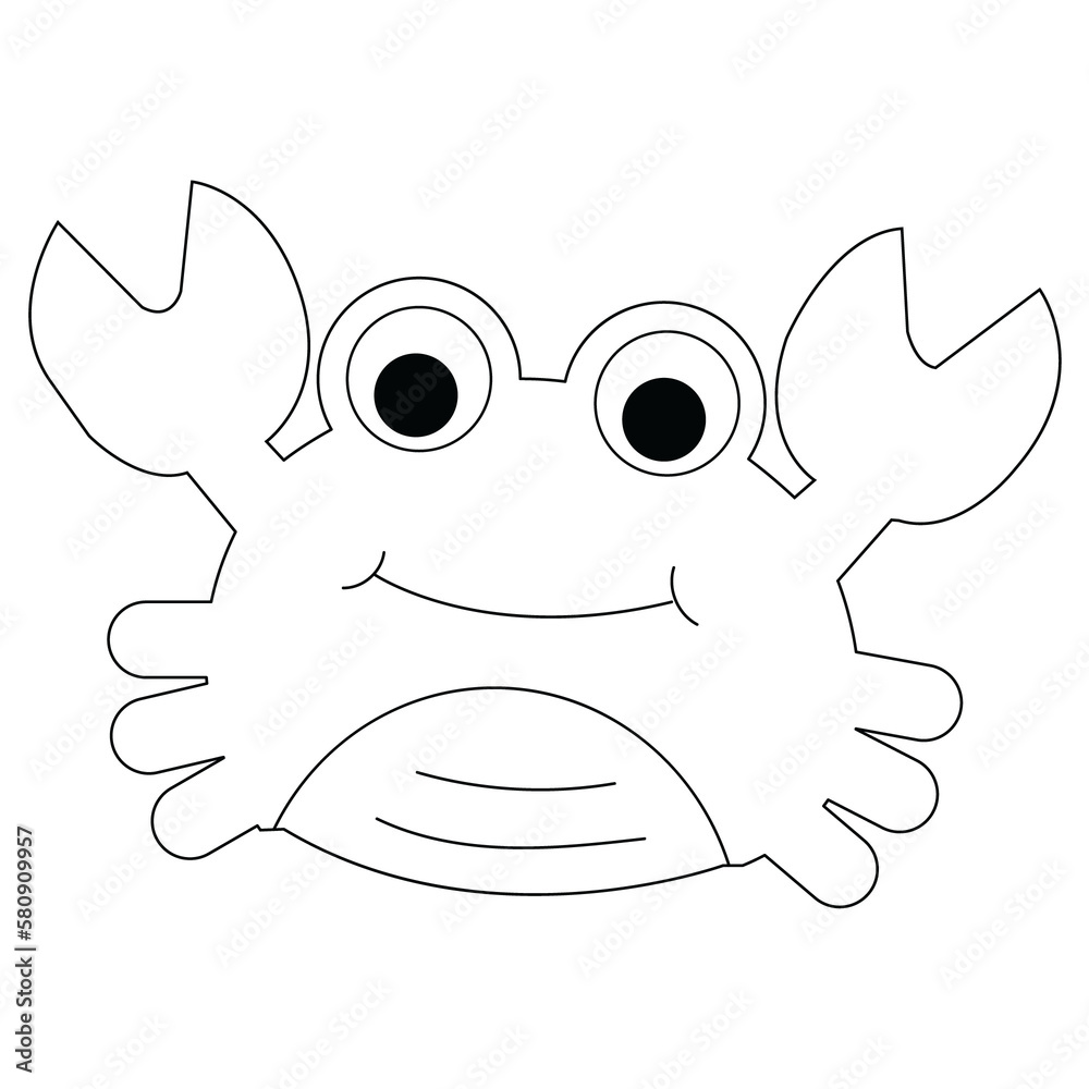 Red crab cartoon isolated on white background. Vector. Cute crab. Kid ...