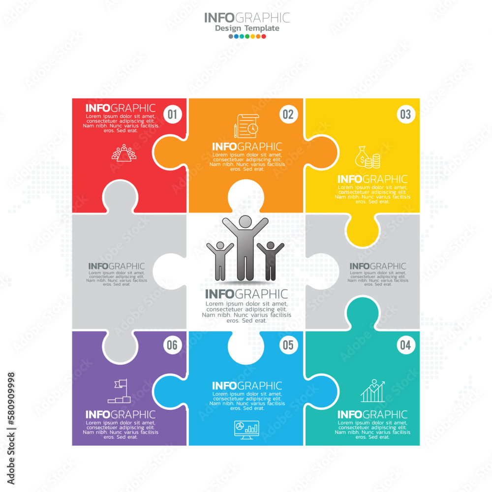 Infographic with 6 steps, options, parts, steps and processes. Stock ...