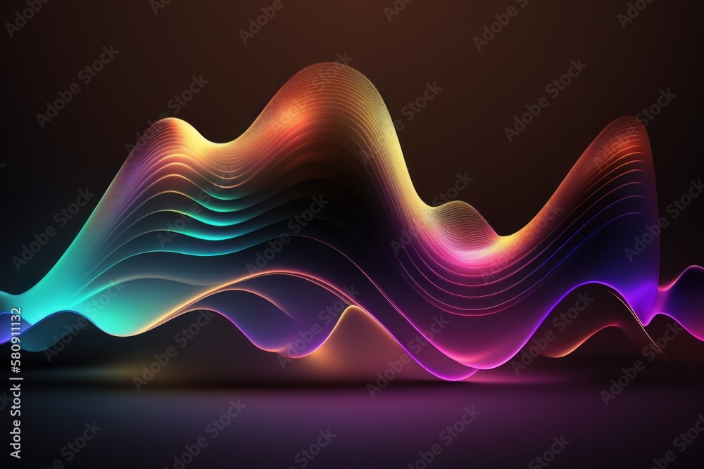 3d Abstract Fluid Render Iridescent Holographical Wave Motion Dark ...