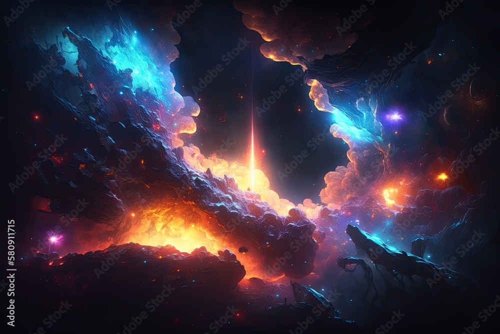 High resolution (13k) neon nebula background for video games and sci fi ...