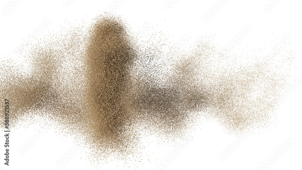 flying debris, pebbles and dust, isolated on a transparent background ...