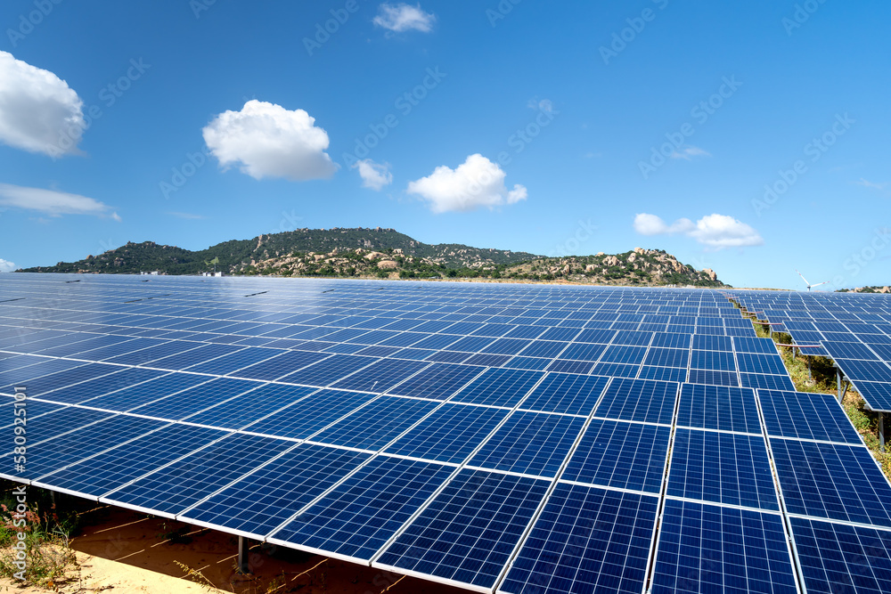Solar farm in Nhon Hai - Ninh Thuan, Viet Nam solar power plant Stock ...