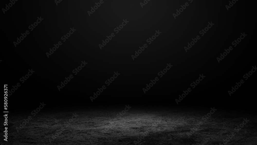 Product showcase with spotlight. Black studio room background. Use as ...