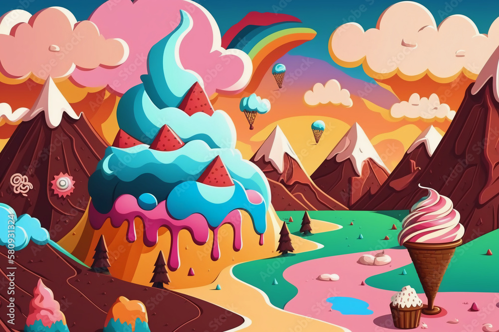 Ilustração do Stock: 2D dessert chocalate mountain platformer level ...