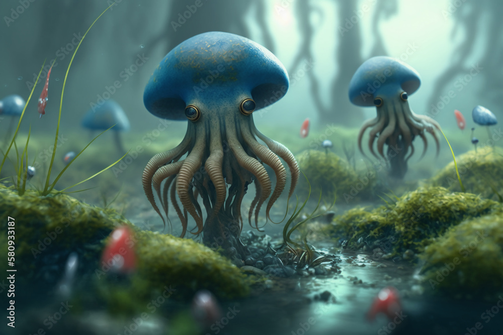 Invasion of hundreds tiny pygmy alien cthulhu mushroom swamp creatures ...